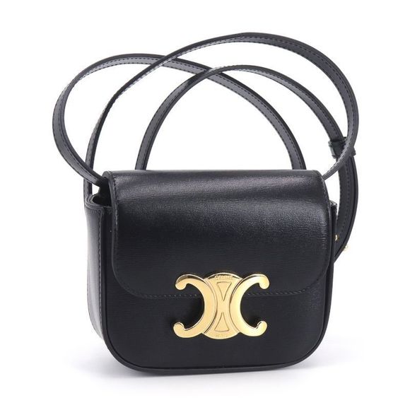 Celine | Bags | Celine Mini Claude Triomphe Calfskin Shoulder Bag Black ...